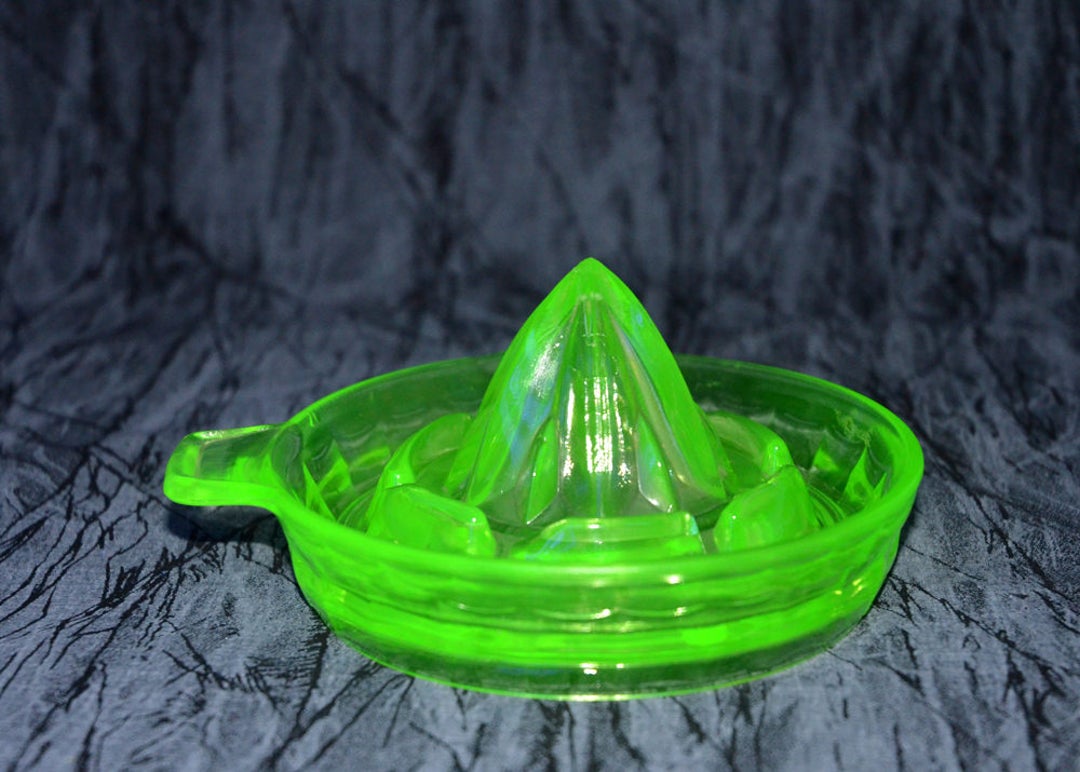 Vaseline Glass Uranium Juicer. Green Depression Glass Juicer ...