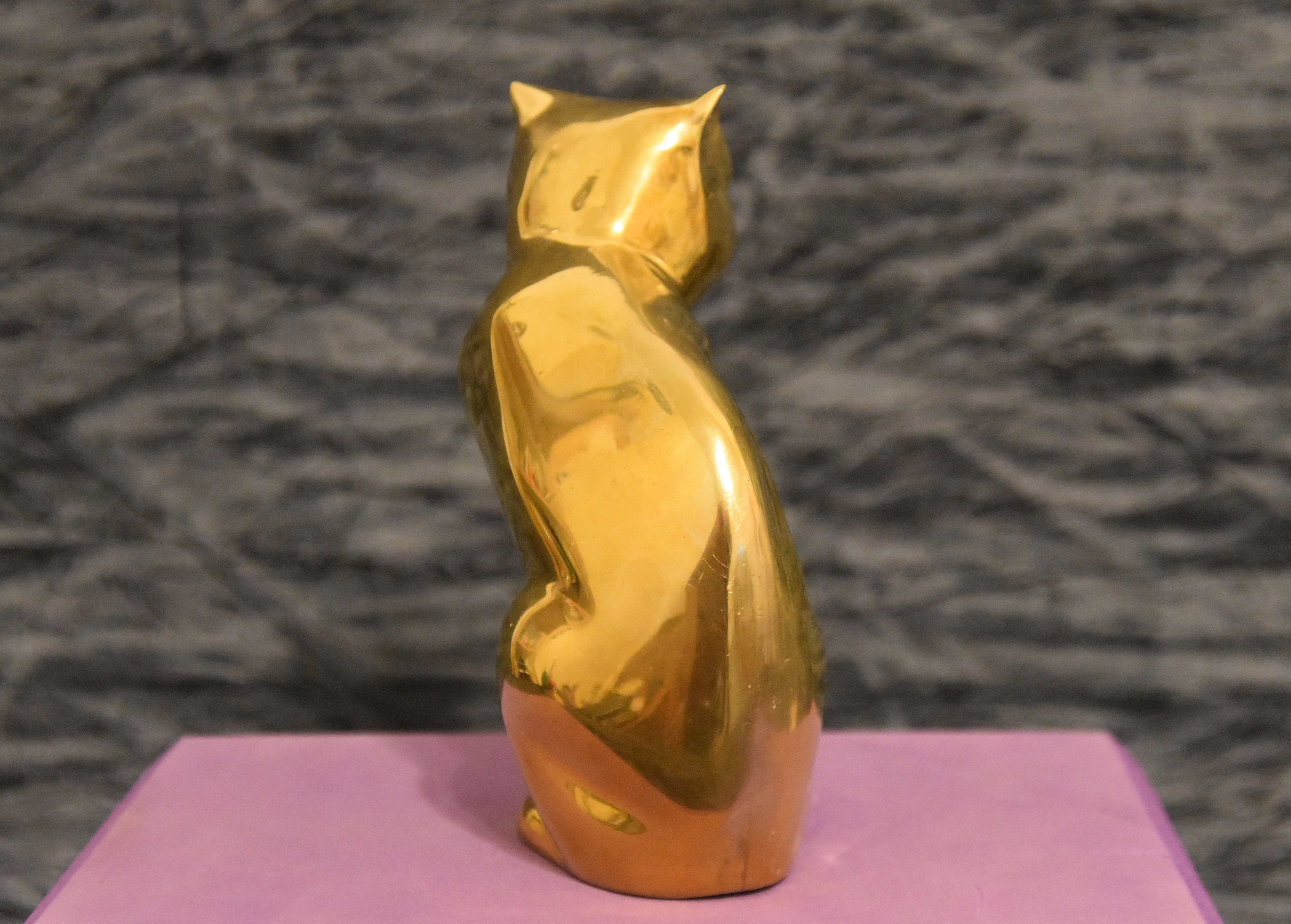 Shiny Solid Brass Cat Figurine. Heavy Brass Cat. Brass Cat - Etsy