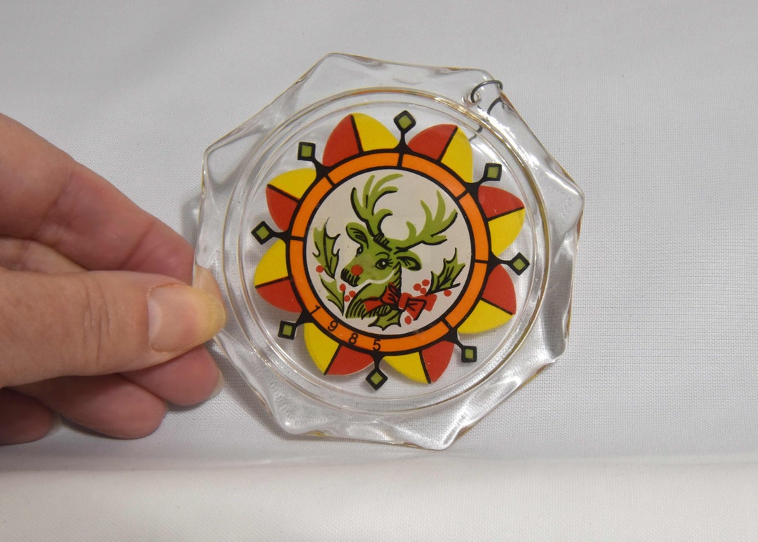 Tiara Exclusive 1985 Reindeer Glass Ornament. Vintage Christmas ...