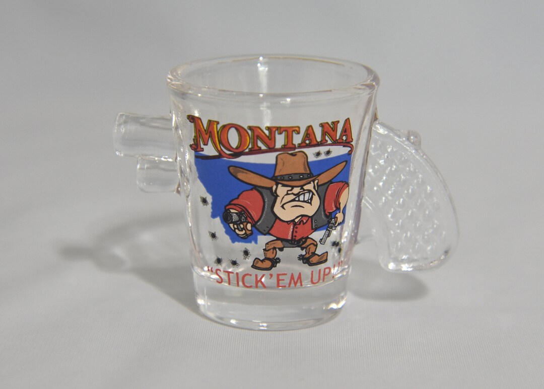 Vintage Montana Revolver Gun Souvenir Shot Glass. Western Pistol Shaped ...