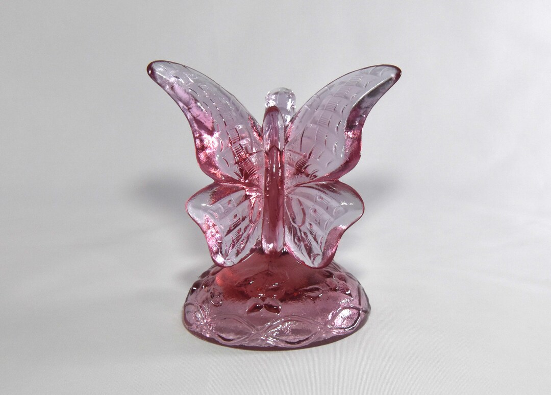 Fenton Glass Dusty Rose Butterfly on Branch Figurine. Pink Fenton ...