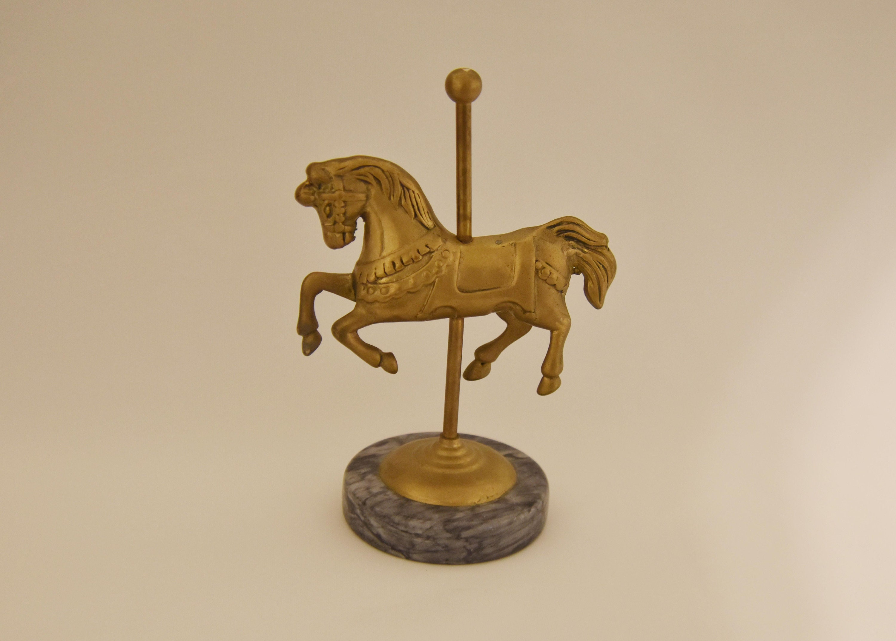 Brass Carousel Horse With Grey Marble Base. Brass Horse on a - Etsy