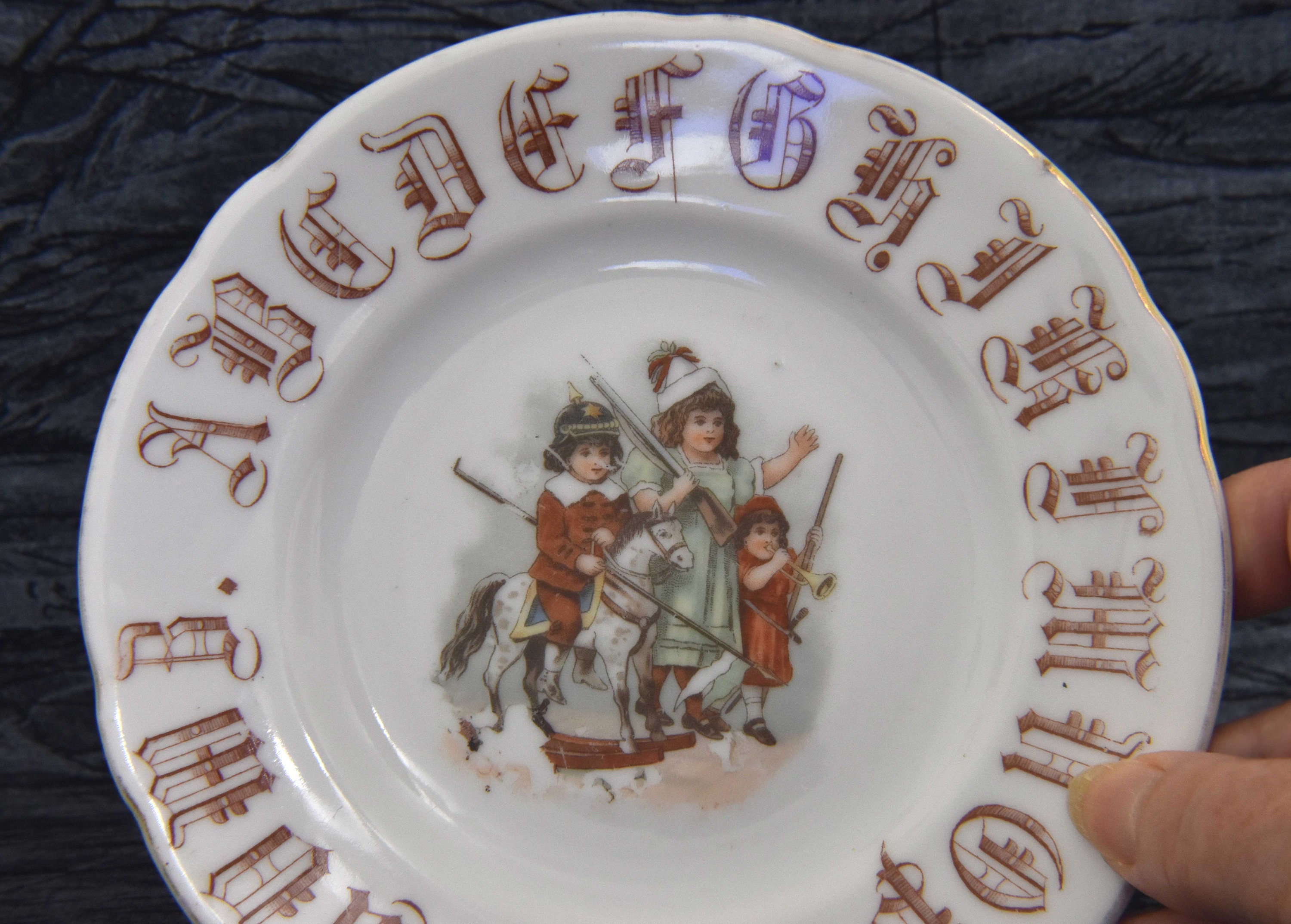 Antique Victorian Era Childs Alphabet Plate in Old English - Etsy