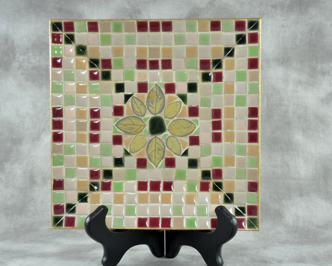 PRICE DROP. Mid Century Mosaic Tile Dish. Mosaic Tile Dish With Leaf ...