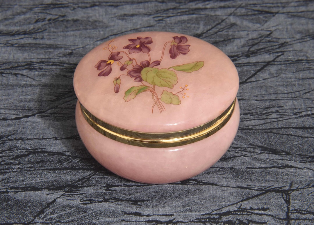 Lefton Pink Alabaster Jar With Purple Violets. Pink Alabaster Jar With ...
