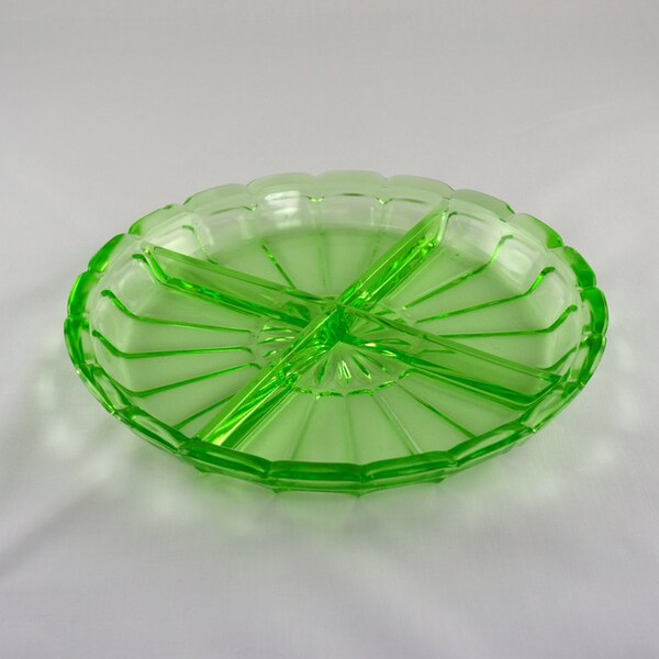 Vaseline Uranium Glass Divided Dish - Etsy