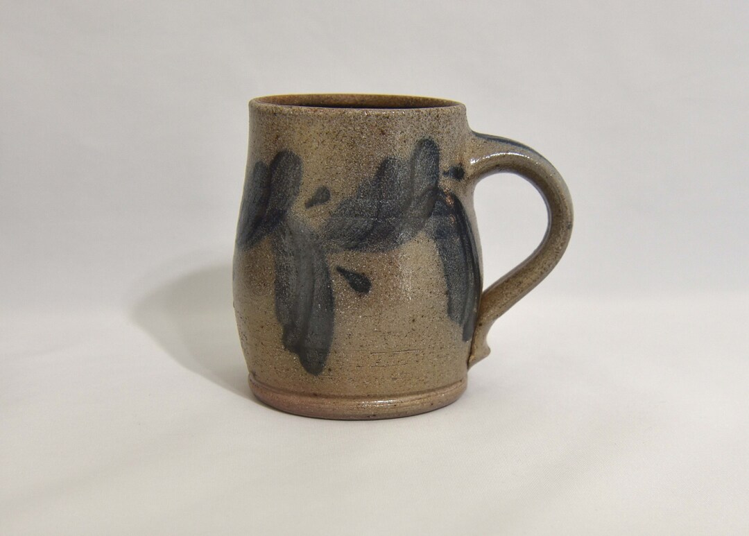 Vintage Rowe Pottery Mug With Cobalt Blue Swirl Leaf Design 1985 ...