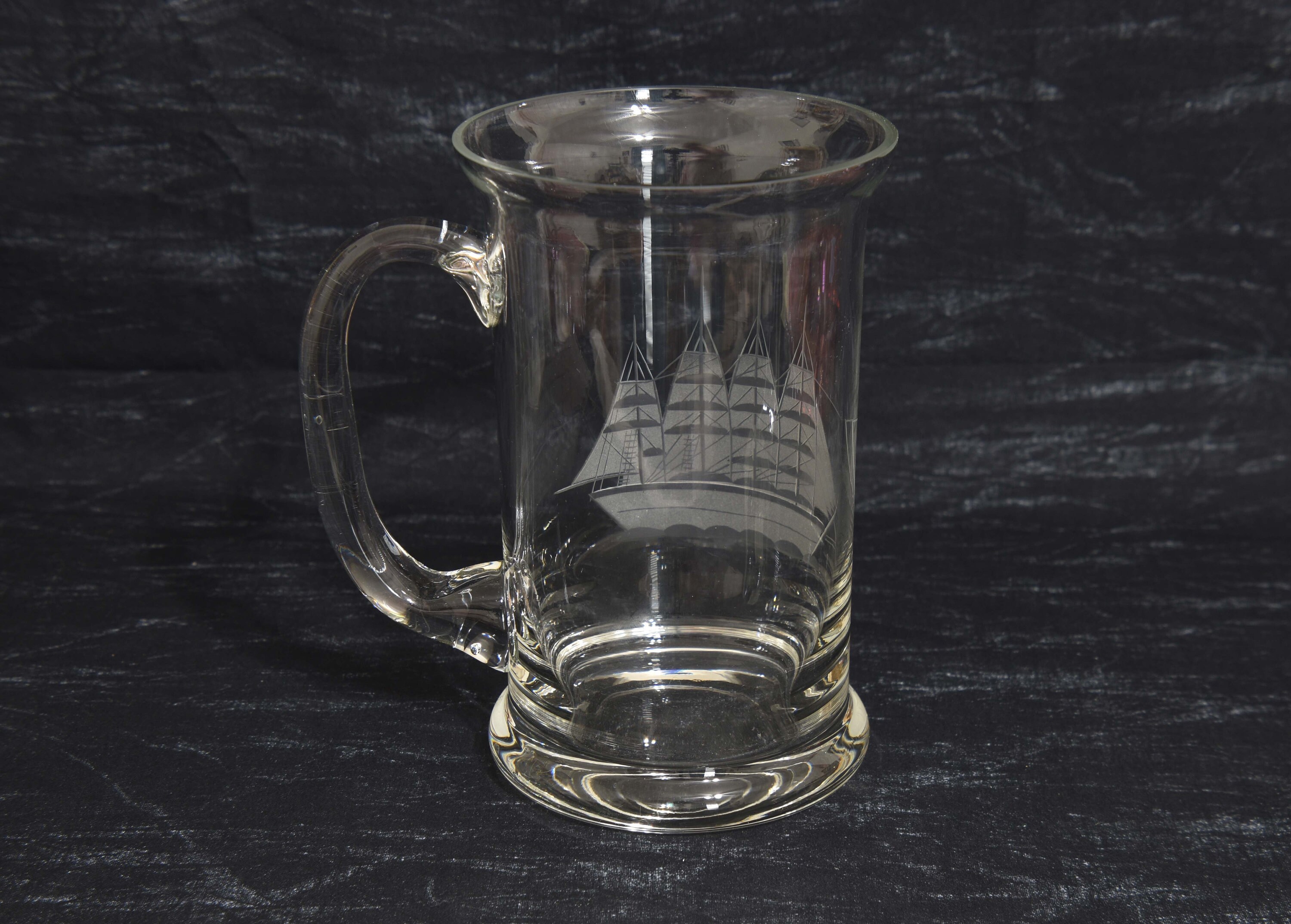 Toscany Etched Clipper Ship Glass Tankard Beer Stein. 24 Ounce Glass ...