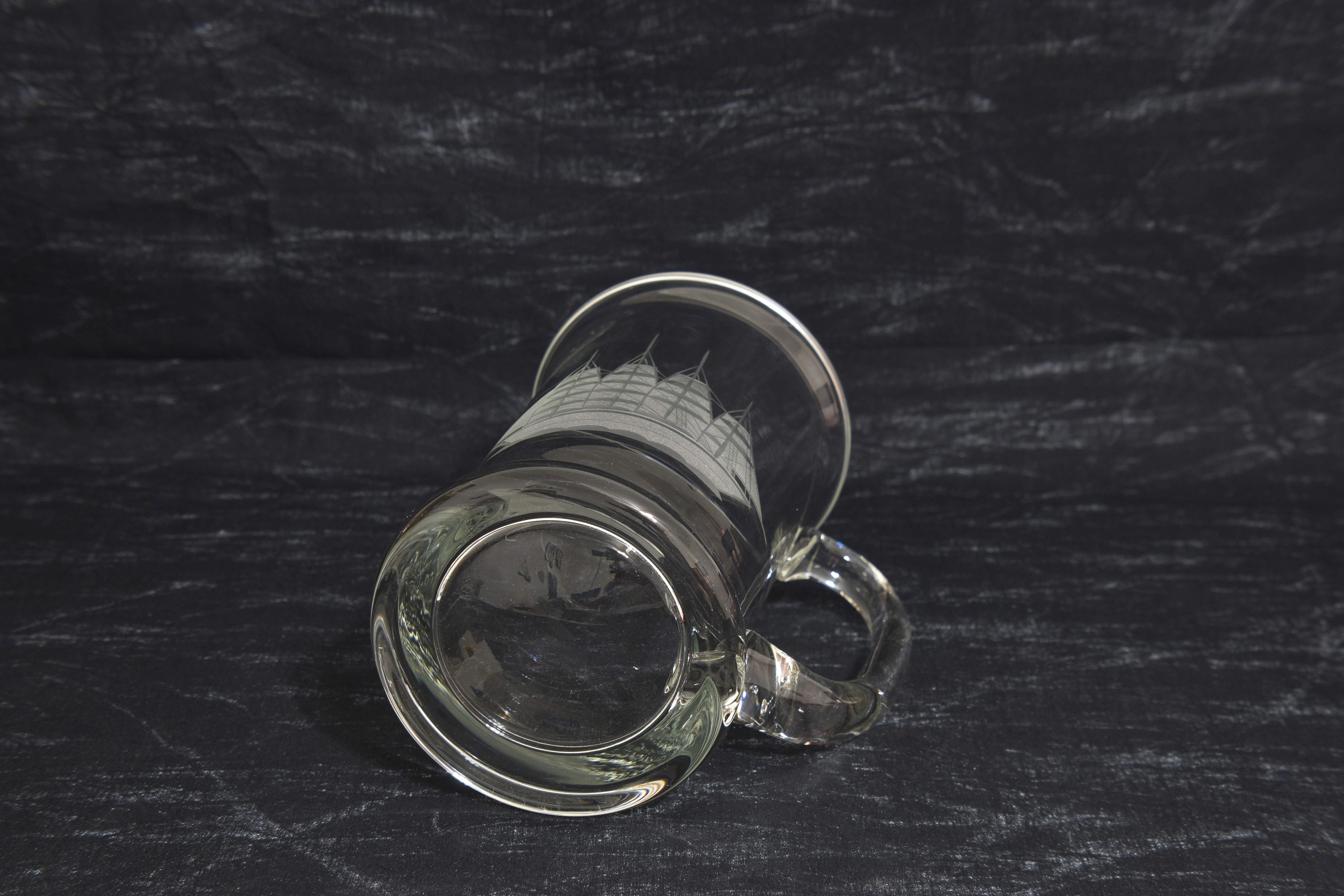 Toscany Etched Clipper Ship Glass Tankard Beer Stein. 24 Ounce Glass ...