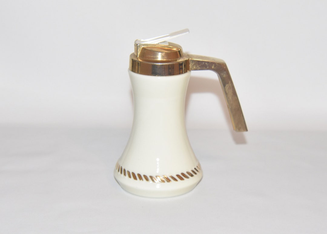 Vintage Wheatonware Ivory Custard Glass Syrup Pitcher Dispenser. Syrup ...