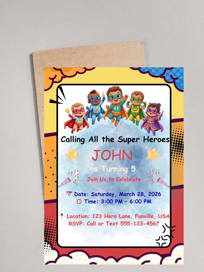Superhero Birthday Invitation, Calling All Superheroes Party Invite ...