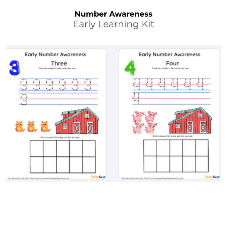 Early Number Awareness Worksheets | Pre-k Math Activities, Shape ...