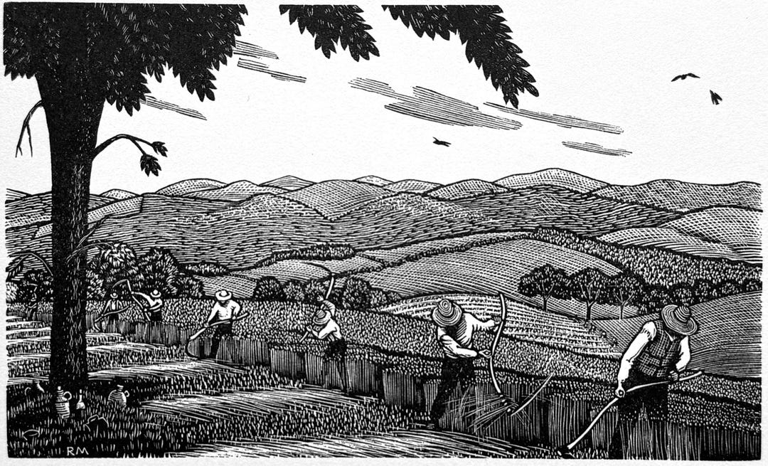 Shakers Mowing, Once (wood Engraving Print) - Etsy