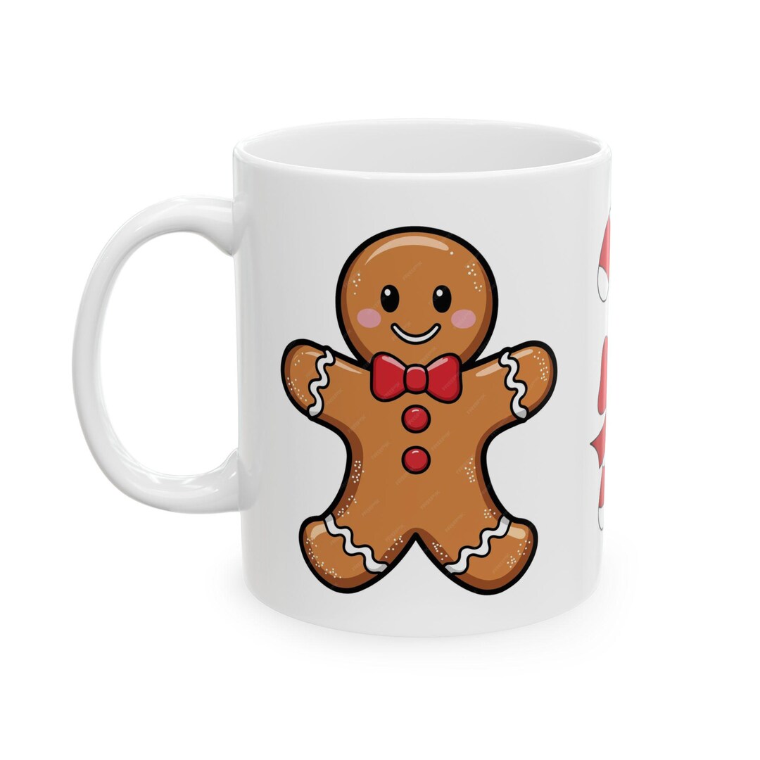 Holiday Gingerbread Man Mug · Christmas Bow Design · Cozy Ceramic ...
