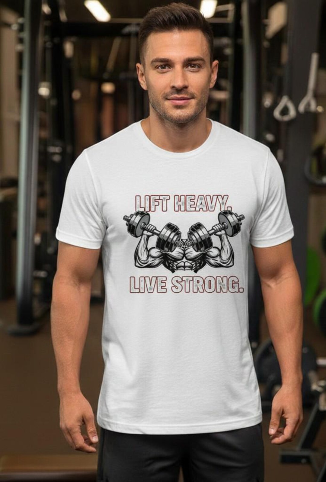 Lift Heavy Live Strong Gym T-shirt Design | Muscular Arms Digital PNG ...