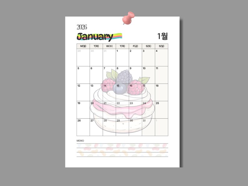 A Printable 12-month Calendar Featuring Dessert Illustrations. - Etsy