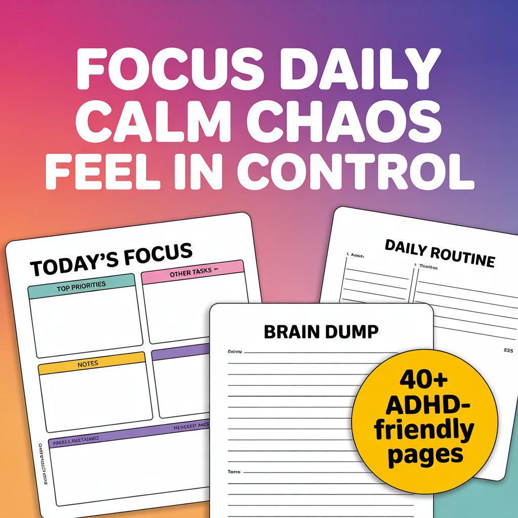 ADHD Daily Planner for Women | Calm the Chaos Daily Focus Digital ...