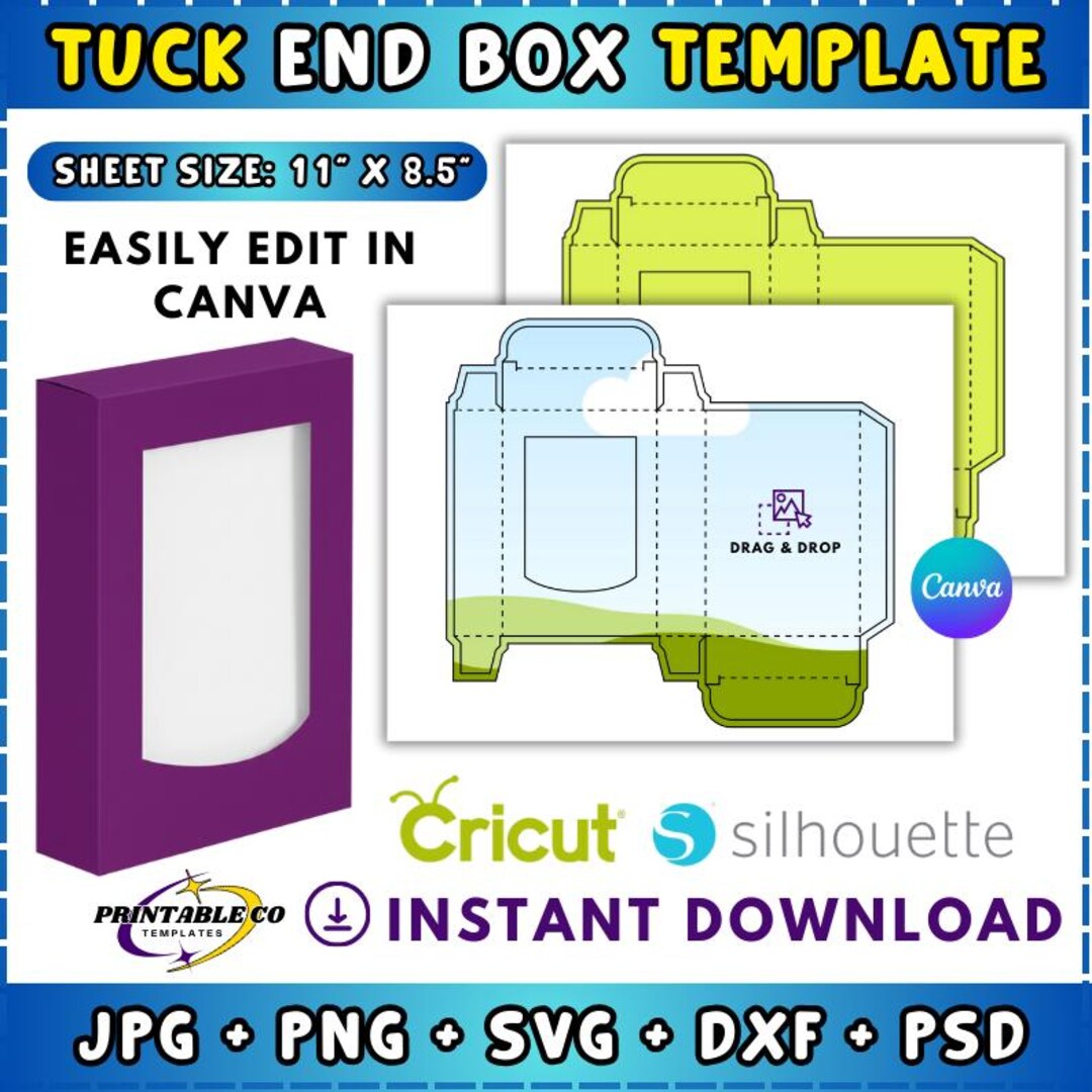Box Template, Tuck End Box Template, DIY Paper Craft Gift Boxes, Custom ...