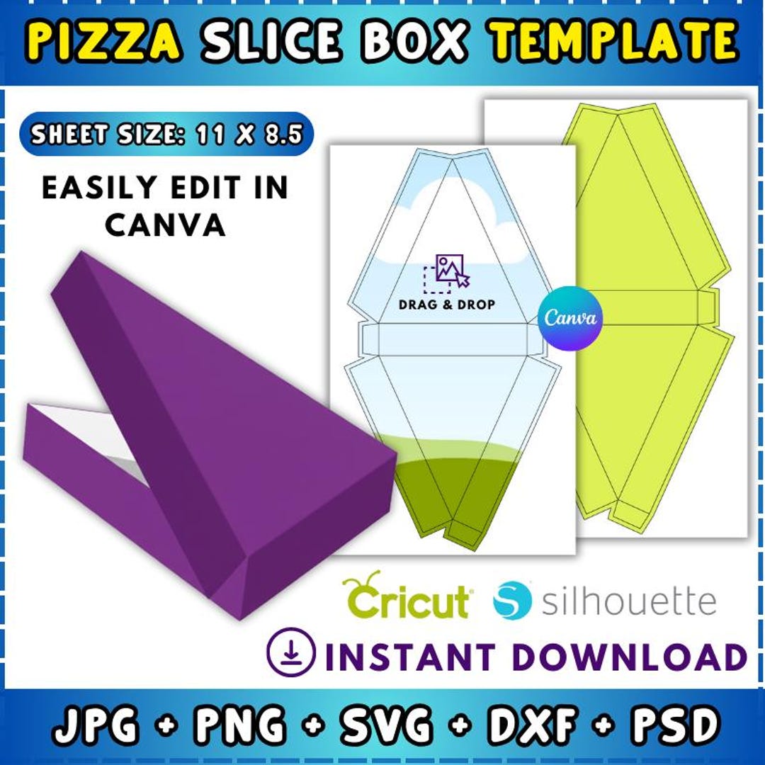 Pizza Box Template, Pizza Slice Box, Blank Template, DIY Pizza Box ...