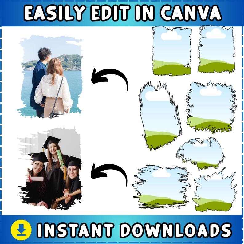 Bleach Effect, Bleach Effect Distressed Edge Canva Frames Bundle ...