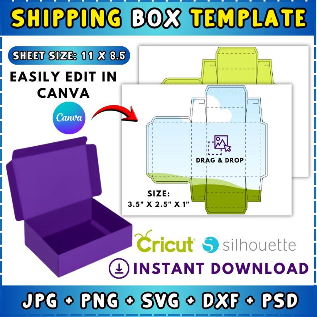 Rectangle Box Template, Birthday Gift Box Template, Shipping Box ...