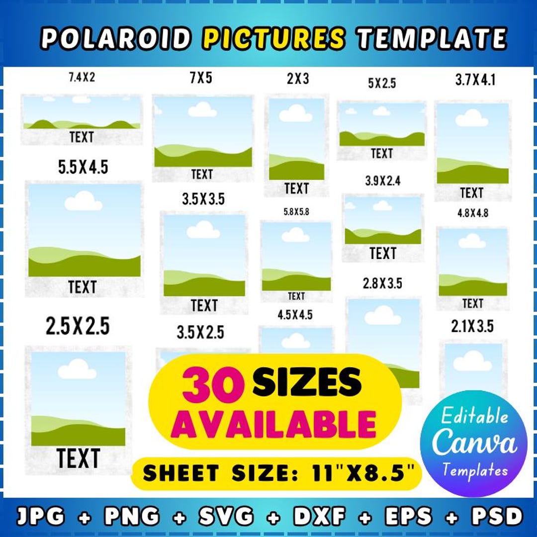 30 Polaroid Photo Templates Bundle, Editable Canva Templates, Polaroid ...