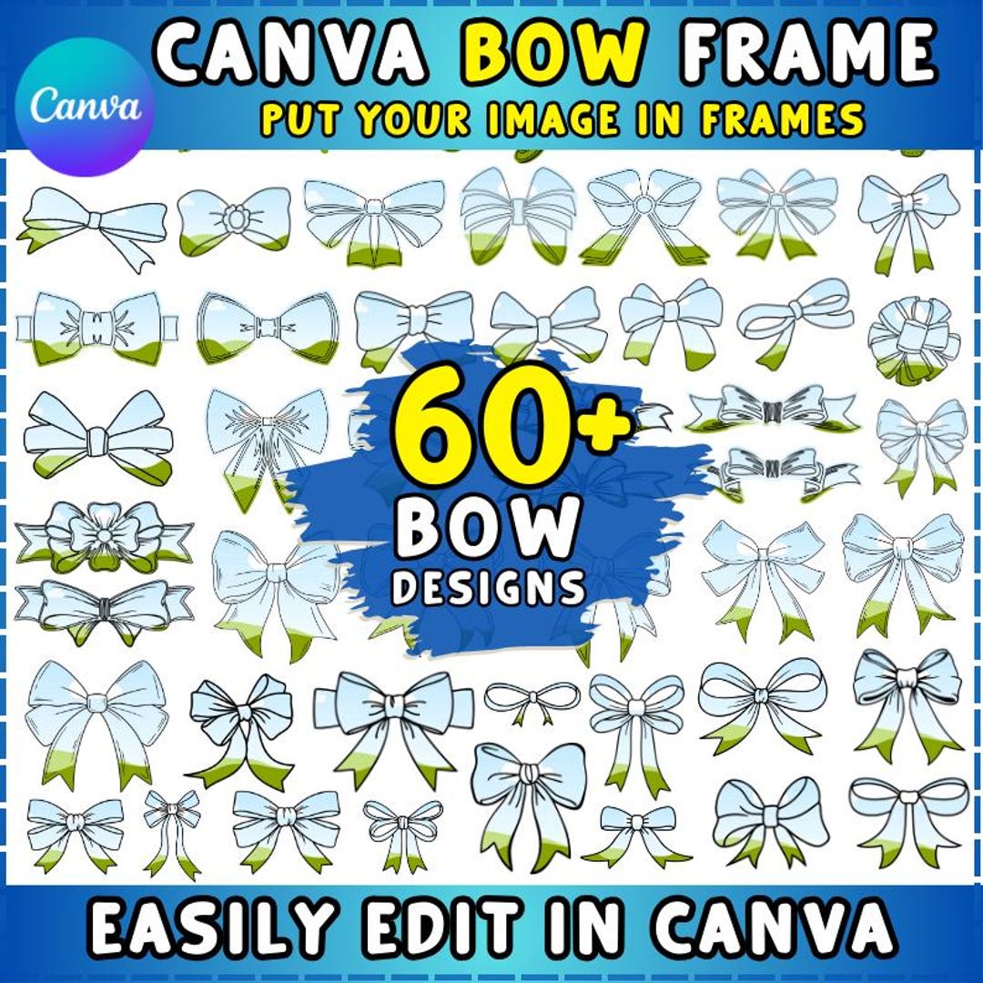 60+ Coquette Bows Canva Frame Bundle, Ribbon Bow Canva Template ...
