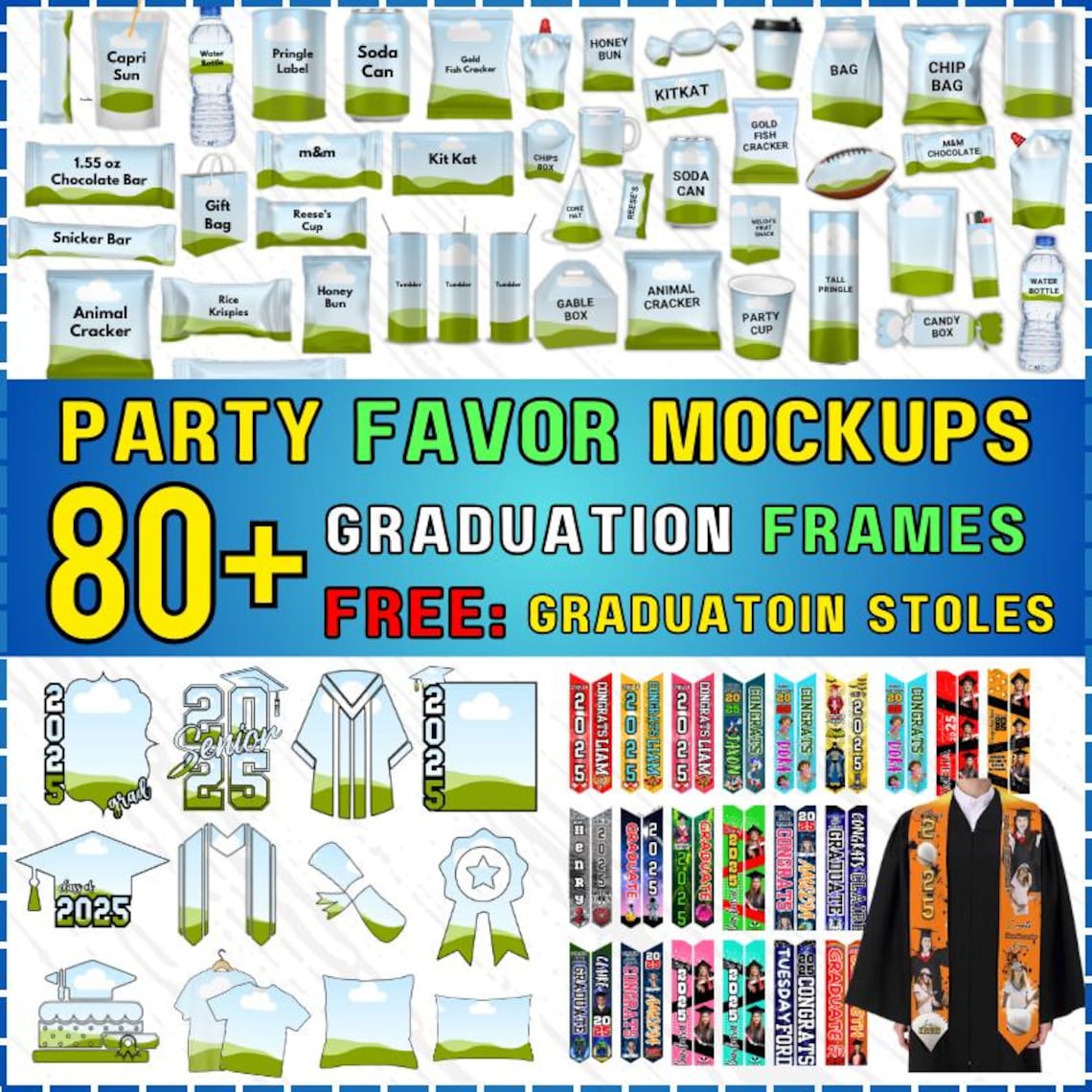 80+ Party Favor Mockup Bundle, Canva Editable Party Favor Mockups, Chip ...