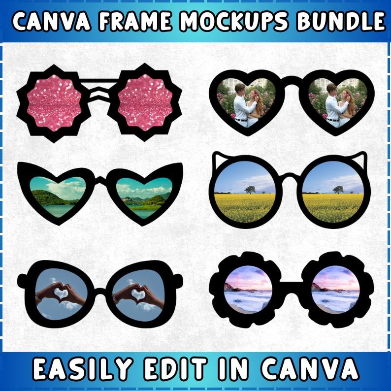 Sunglass Canva Frame Template Bundle, Sunglass Frames, Canva Frames ...