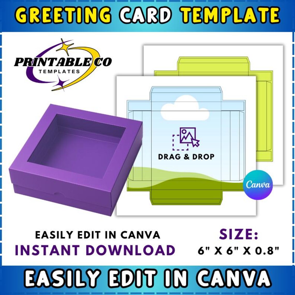 Greeting Card Box Template, Invitation Box, Gift Box Template, Greeting ...