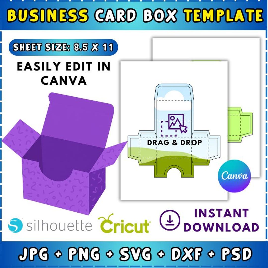 Business Card Box Template, Business Card Box SVG Template, Business ...