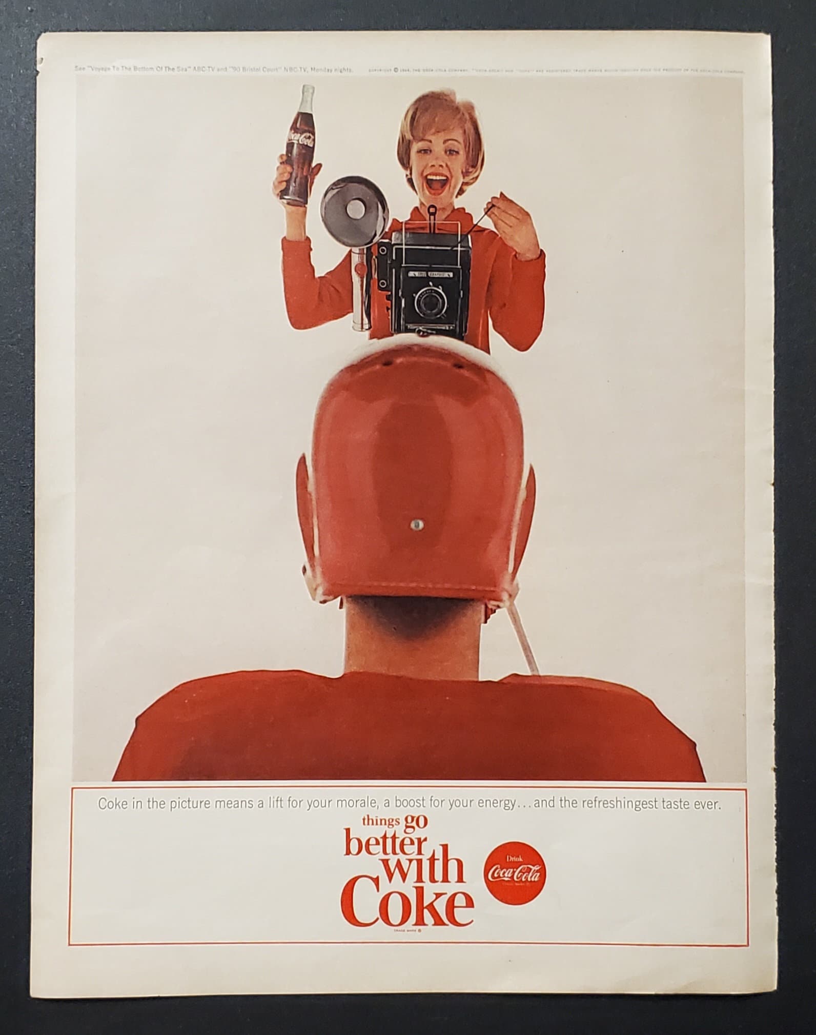 1964 Coca-cola Vintage Magazine Print Ad Pop Football Red Helmet Camera ...