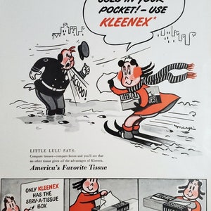 1948 Kleenex Vintage Advertisement Featuring Little Lulu Wall Art ...