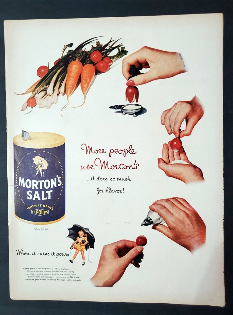 1948 Morton's Salt Vintage Original Advertisement Ready for Framing ...