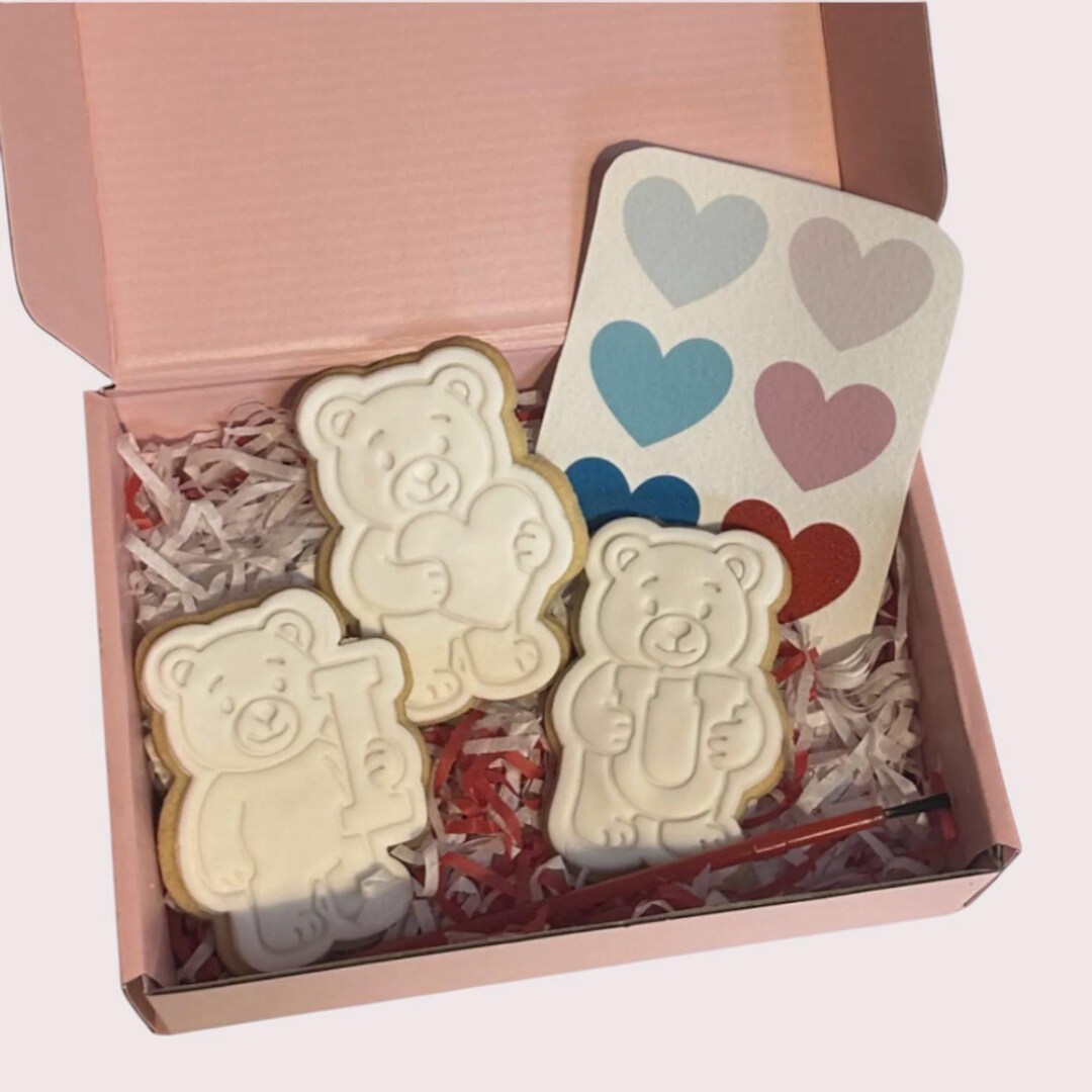 Paint Your Own Teddy Bear Biscuit Set | Valentine's Kids Activity - Etsy
