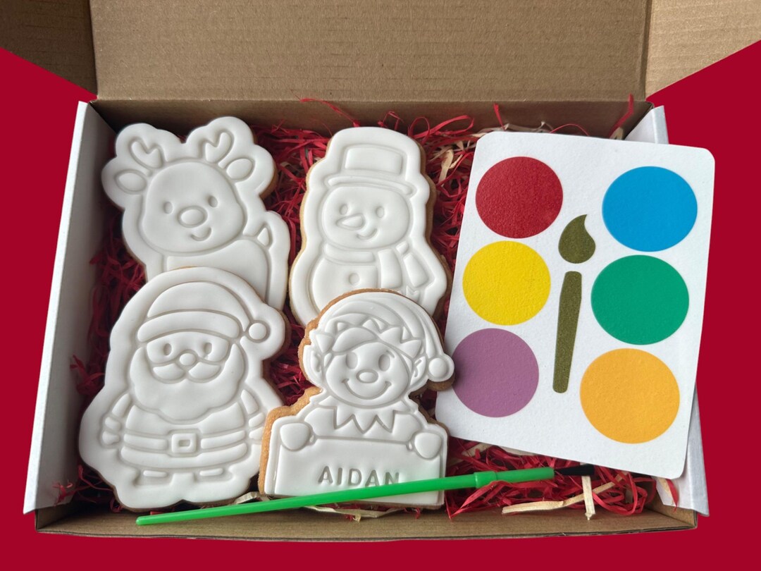 Christmas Paint Your Own Biscuits - Personalised - Etsy Australia