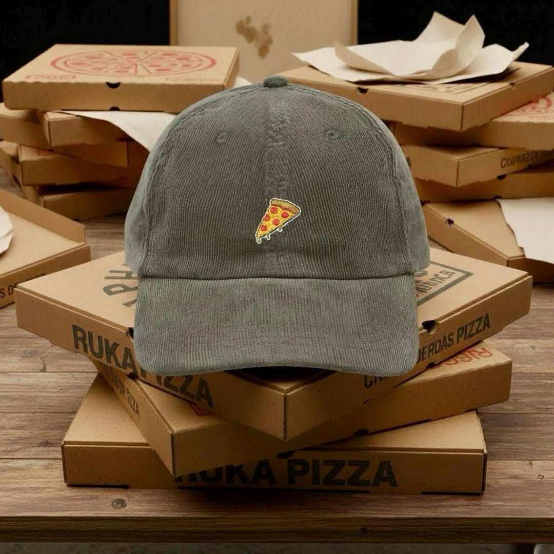 Pizza Corduroy Hat | Embroidered Corduroy Dap Cap - Etsy