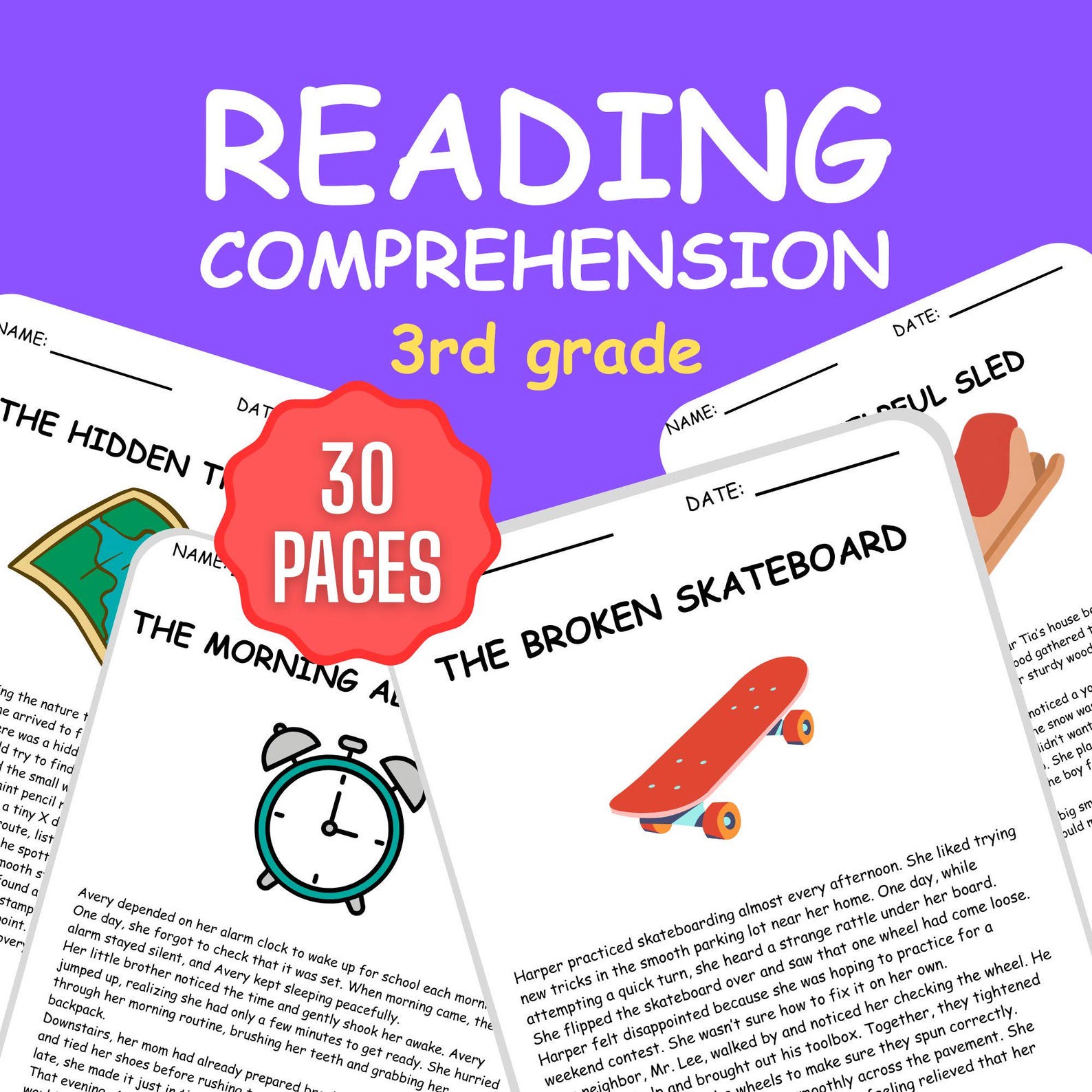Reading Comprehension Passages for 3rd Grade – 60-page Pack - Etsy