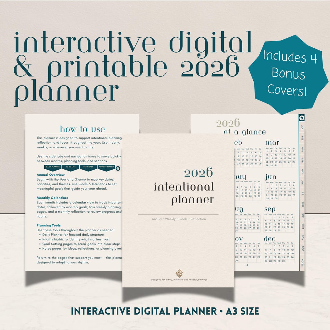 2026 Digital Planner | Interactive A3 PDF | Clickable Weekly Daily ...