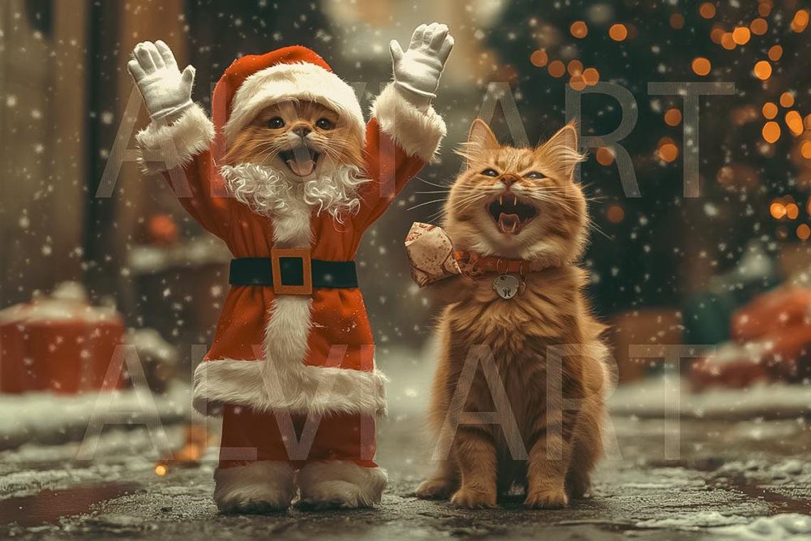 Santa Cat Duo - Etsy