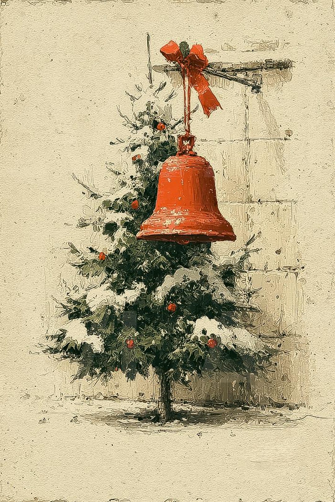 Vintage Christmas Bell Art Print - Etsy