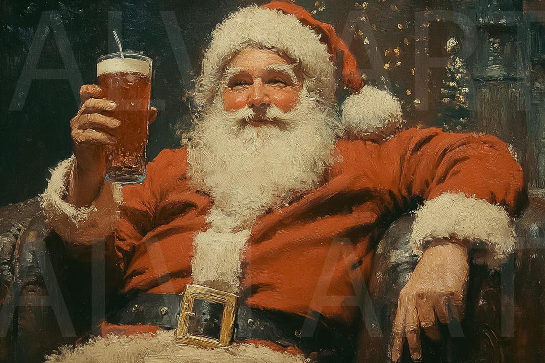 Relaxed Santa With Holiday Drink - Etsy