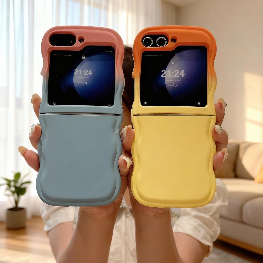 Luxury Gradient Wave Border Case for Samsung Z Flip 6 5 4 3 | TPU ...