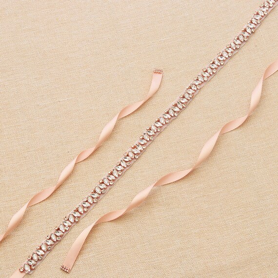 Rhinestone Crystal Slim Line Bridal Sash / Wedding Sash/ - Etsy