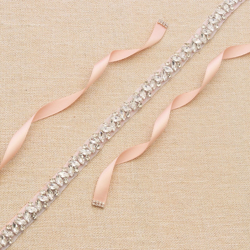 Rhinestone Crystal Slim Line Bridal Sash / Wedding Sash/ - Etsy