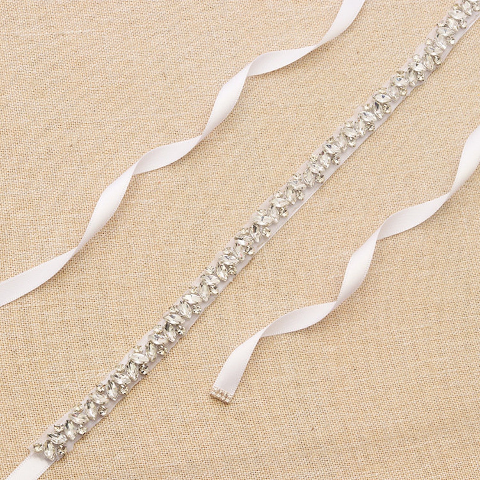 Rhinestone Crystal Slim Line Bridal Sash / Wedding Sash/ - Etsy