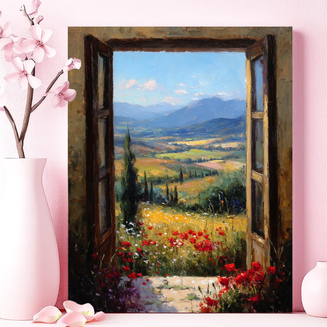 Tuscany Window Wall Art, Canvas or Poster, Impressionist Landscape ...