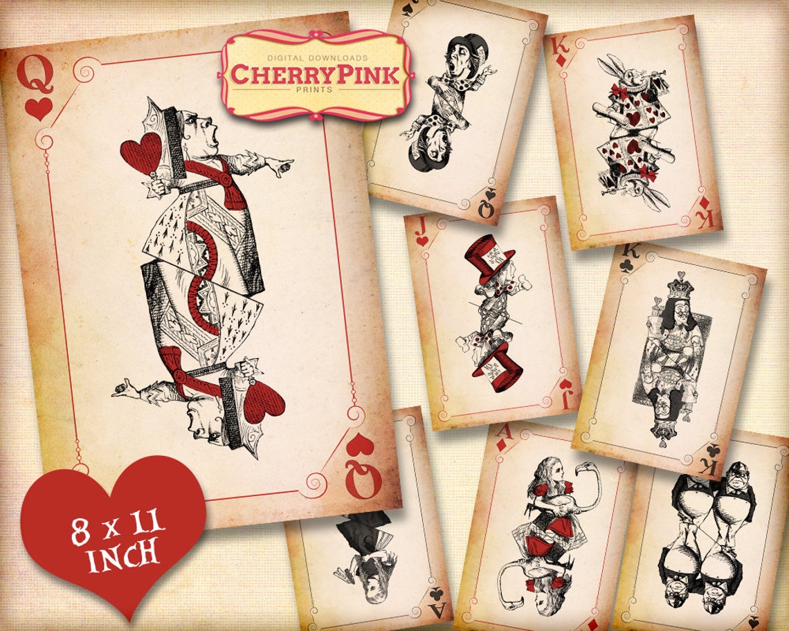 Alice in Wonderland Playing Cards Large Printable Alice in - Etsy