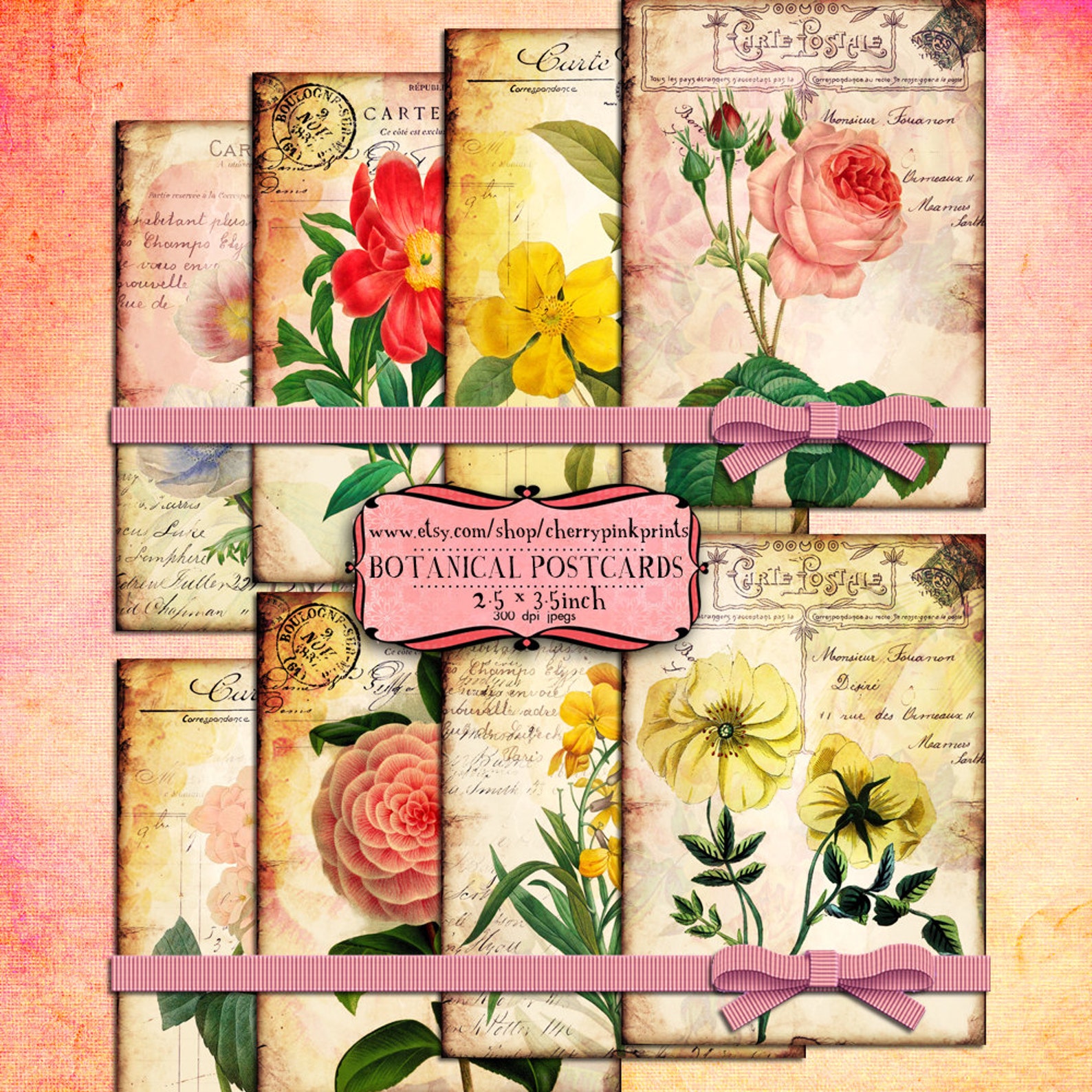 Floral Print Set Vintage Floral Digital Print Floral Digital | Etsy