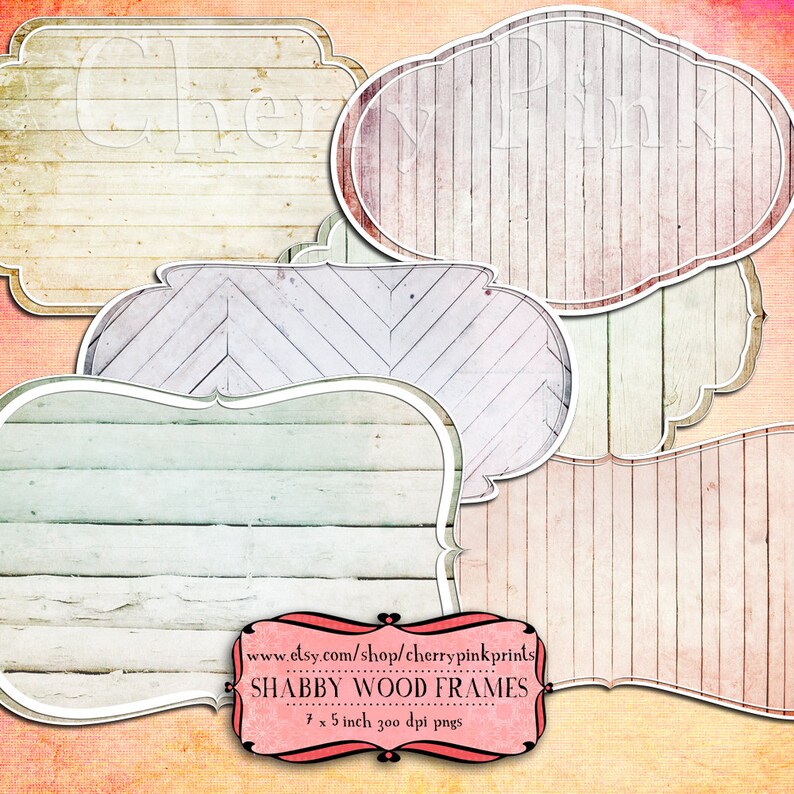 Shabby Chic Digital Frames, Shabby Wood Clip Art,labels and Stickers ...